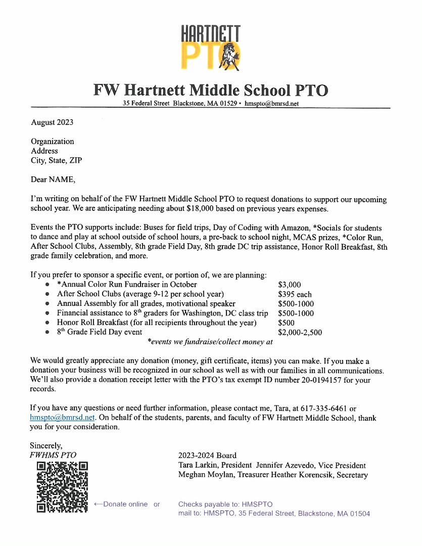 PTBoard - Frederick W Hartnett Middle School PTO