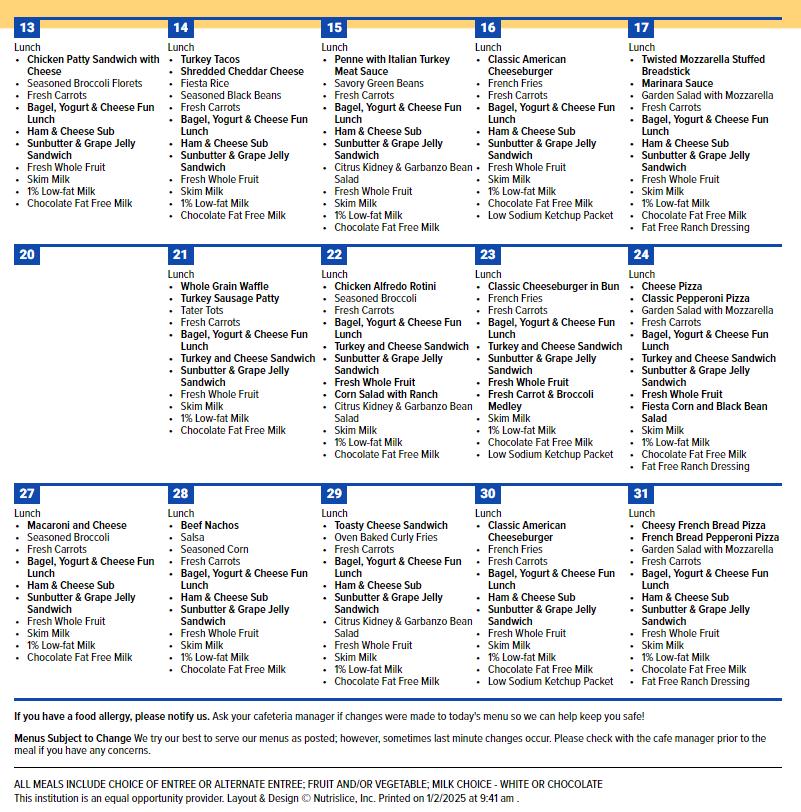 Click to view Breakfast and Lunch Menus